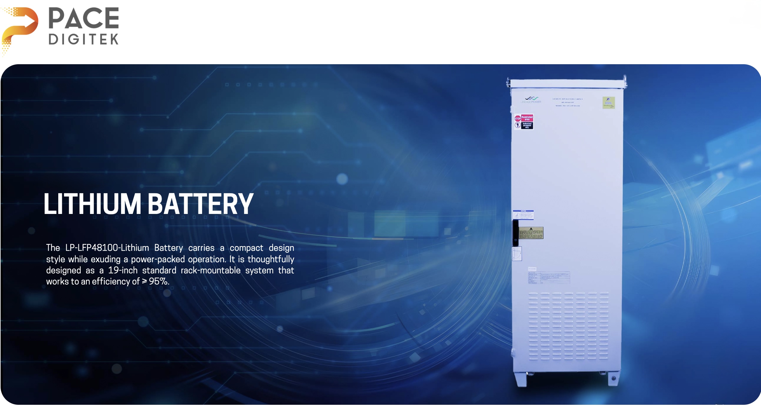Pace Digitek Li-ion Battery Systems & Energy Storage